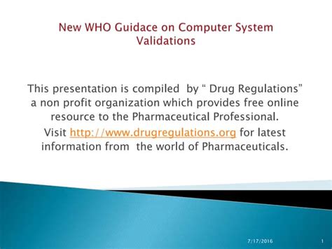 New Who Guidance On Cs Validation Pptx