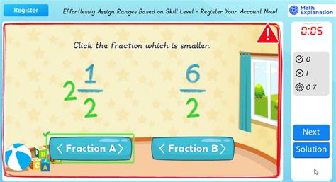 Math Explanation Comparing Fractions Engaging Primary Maths Software
