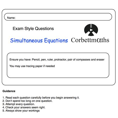 Corbettmaths Simultaneous Equations Worksheet Answers Tessshebaylo