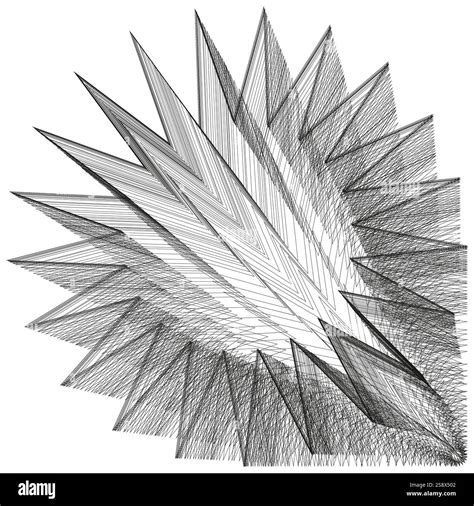 abstract sharp lines geometric art form black linear spikes vector illustration stock vector