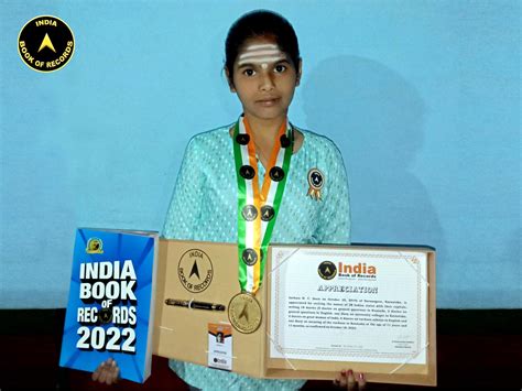 Inchara H C Appreciation India Book Of Records