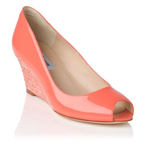 L K Bennett Zelita Patent Peep Toe Wedge Shoes In Red Lyst