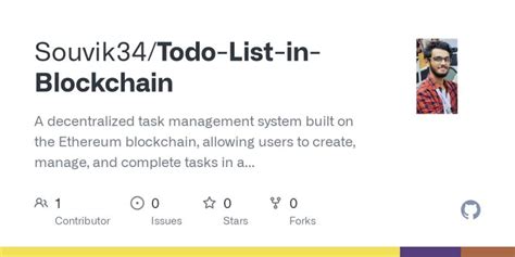 Souvik Sural On Linkedin Github Souvik34todo List In Blockchain A