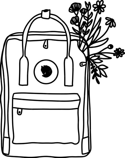Premium Vector A Drawing Of A Backpack With A Picture Of A Plant And A Backpack