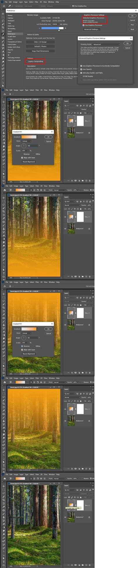Solved Gradient Layer Not Working Photoshop 2020 Adobe Community