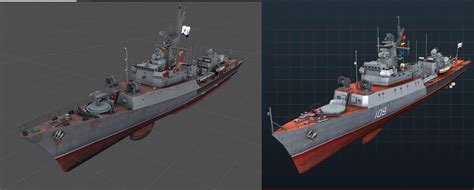 A Side By Side Comparison Of A Grisha Class Corvette The One With The Gray Background Is From