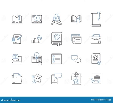 Curriculum Tools Line Icons Collection Syllabus Lesson Outline