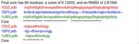 Structural Alignment Results Of 1d3z 1sf0 And 1ubq Using Multiple Download Scientific Diagram