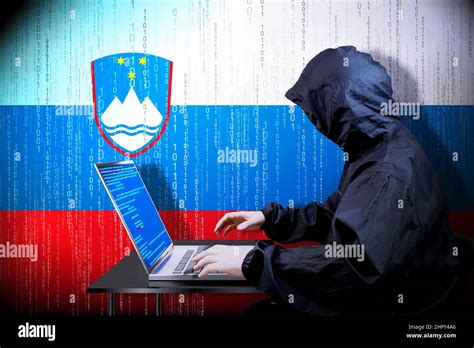 anonymous hooded hacker flag of slovenia binary code cyber attack