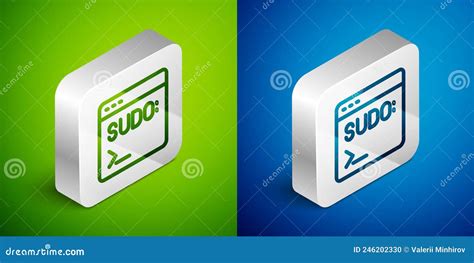 Isometric Line Code Terminal Icon Isolated On Green And Blue Background Browser Window With