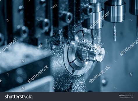Operation Multitasking Cnc Lathe Machine Swiss Stock Photo