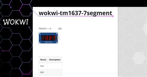 Wokwi Tm1637 7segment参考 Wokwi Docs