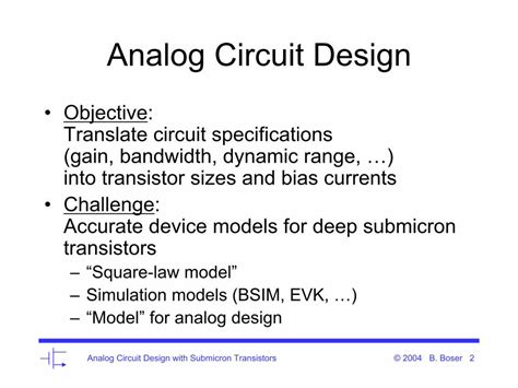 Pdf Analog Circuit Design With Submicron Transistors Ieee · Analog