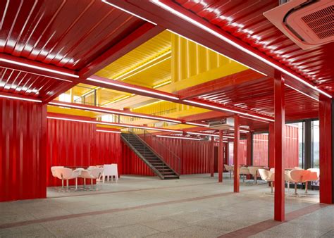 Stacked Shipping Containers Form Pavilion By Peoples Architecture Office