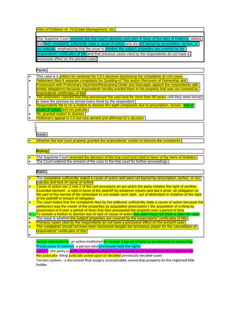 Heirs Of Dolleton Vs Pdf Complaint Cause Of Action
