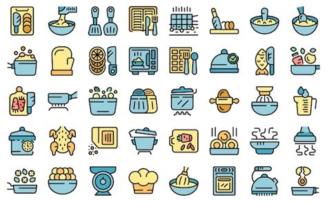 Premium Vector Preparation Food Icons Set Outline Vector Cook Prepare Table Bake Thin Line