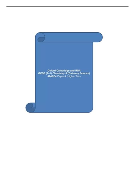 Oxford Cambridge And Rsa Gcse 91 Chemistry A Gateway Science J24804 Paper 4 Higher Tier