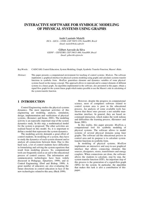 Pdf Interactive Software For Symbolic Modeling Of Physical Systems