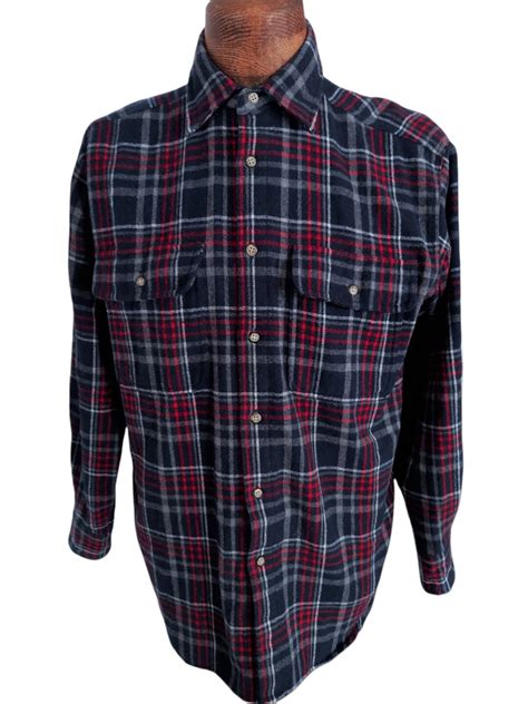 Vtg Claybrooke Outdoors Mens Plaid Button Front Wool Flannel Shirt