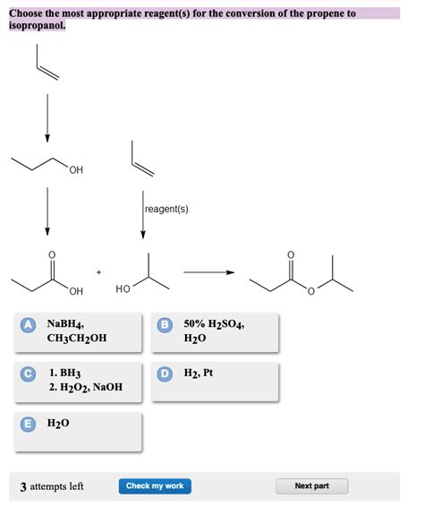 Solved Choose the most appropriate reagent(s) for the | Chegg.com