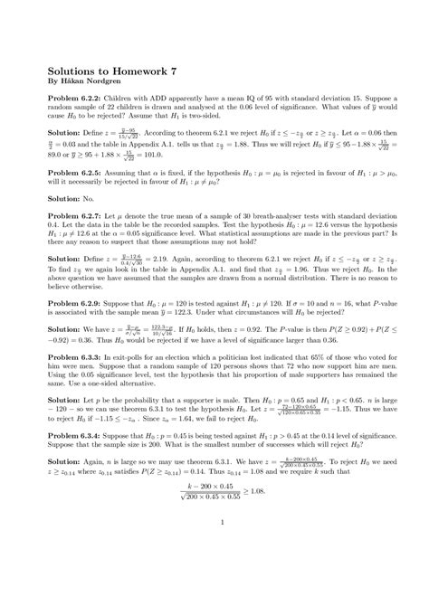 solutions for homework 7 statistical methods math 183 assignments