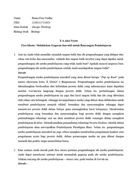 Aksi Nyata T 4 Design Thinking Rama Fara Nadha Pdf
