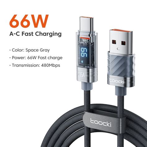 Кабель Toocki Кабель для передачи данных с цифровым дисплеем Usb Type C 6a Txct Zx0g купить по