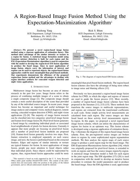 Pdf A Region Based Image Fusion Method Using The Expectation Maximization Algorithm