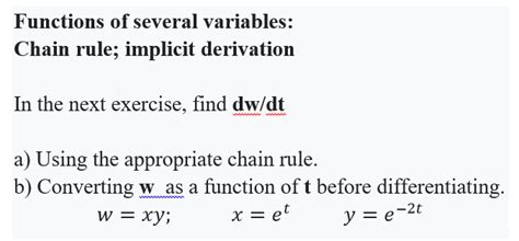 solved functions of several variables chain rule implicit