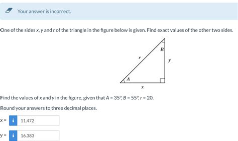 solved one of the sides x y ﻿and r ﻿of the triangle in the