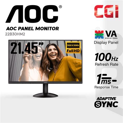 AOC 21 45 22B30HM2 VA Adaptive Sync FHD 100Hz 1ms Eye Care 3 Side Frameless Gaming Monitor