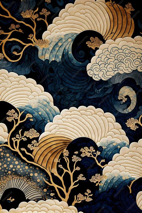 Premium Photo Illustration Of Japanese Art Pattern Background