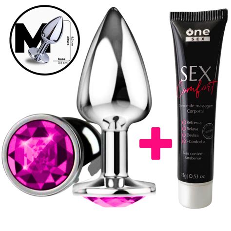Kit Plug M Em Inox Com Joia Na Base Gel Sex Comfort Lubrificante Shopee Brasil