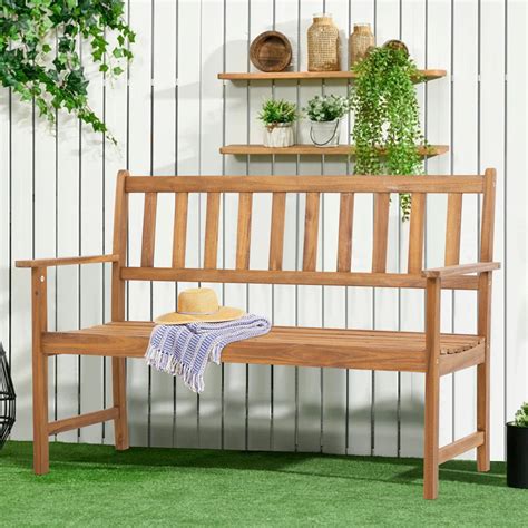 Outdoor Patio Bench Wood Garden Bench Park Bench Acacia Wood For Pool Beach Backyard Balcony