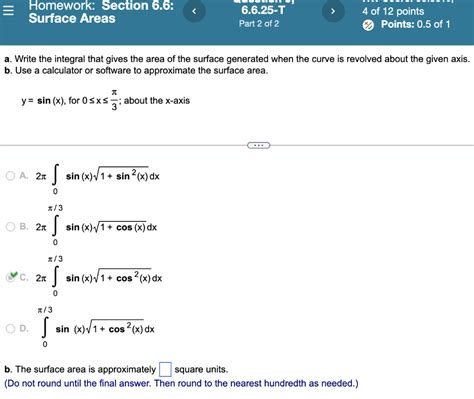 Solved Homework Section 6 6 Surface Areas 6 6 25 T Part 2