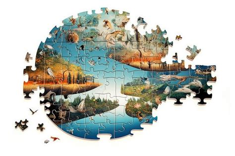 Premium AI Image A Crumbling Jigsaw Puzzle Depicting The Ecosystem Of Planet Earth