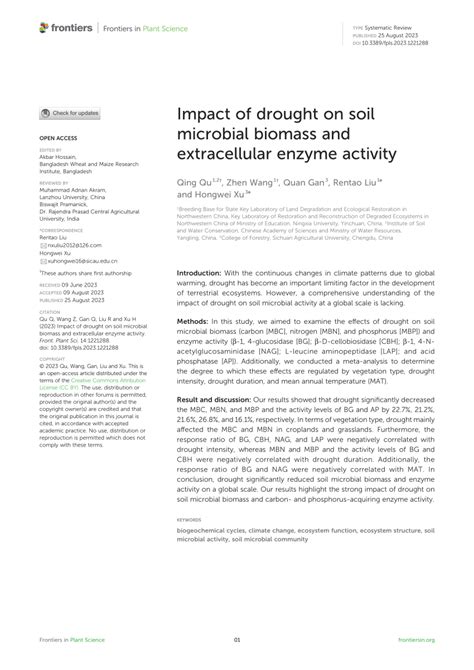 (PDF) Impact of drought on soil microbial biomass and extracellular enzyme activity