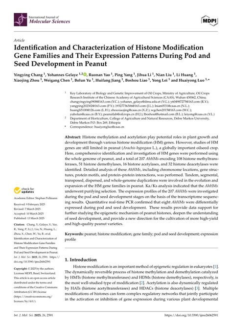 Pdf Identification And Characterization Of Histone Modification Gene Families And Their