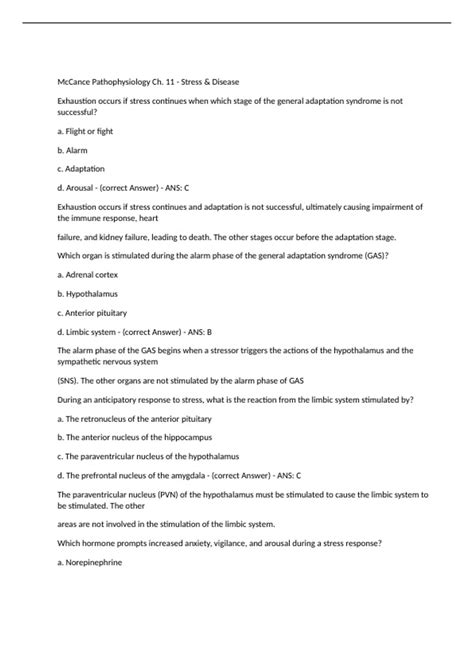 Mccance Pathophysiology Ch 11 Stress And Disease Mccance