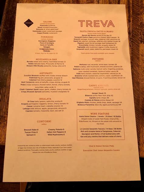 Treva Menu Updated 2026