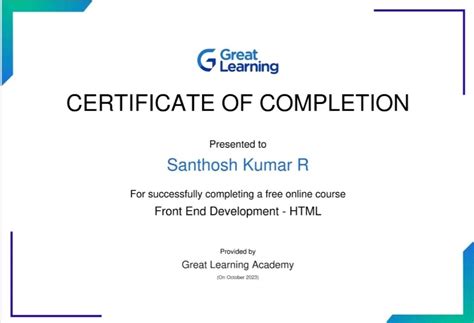 Santhosh Kumar On Linkedin Successfully Completed Front End Development In Basic Level