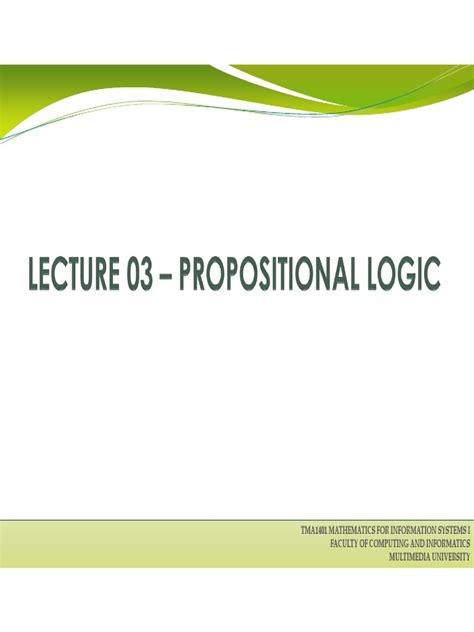 Lecture 03 Propositional Logic Pdf