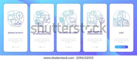 Geothermal Energy Disadvantages Blue Gradient Onboarding Stock Vector