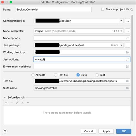 testing have to set config each time to run individual jest test in