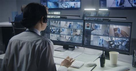 Female Employee Works In Security Control Center Stock Image Image Of Security Officer 278315979