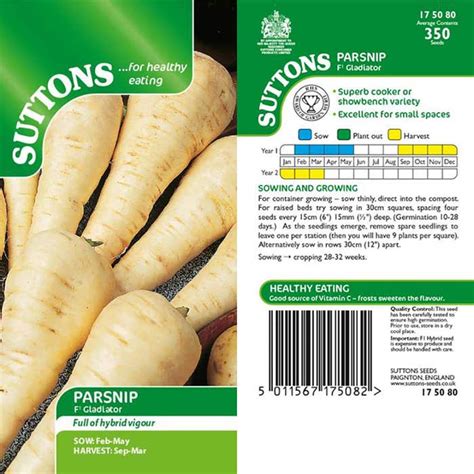Suttons Gladiator Parsnip Seeds Mole Online