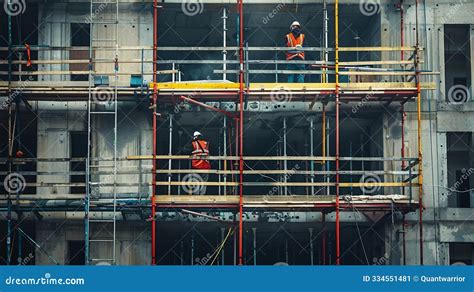 Generative Ai Construction Building Site With Framework Railing Guard Walkway On The Building