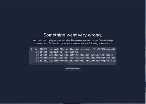 Something Went Very Werong On Installer Startup Issue Flybywiresim Installer GitHub
