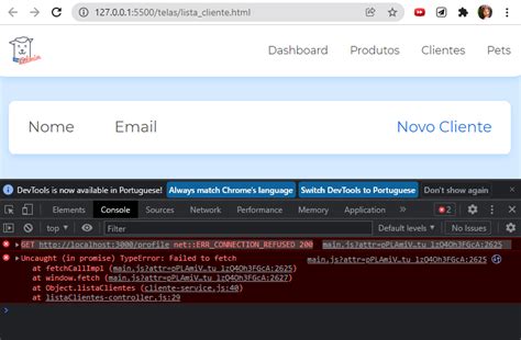 Get Localhost Profile Net Err Connection Refused Js Na Web Crud