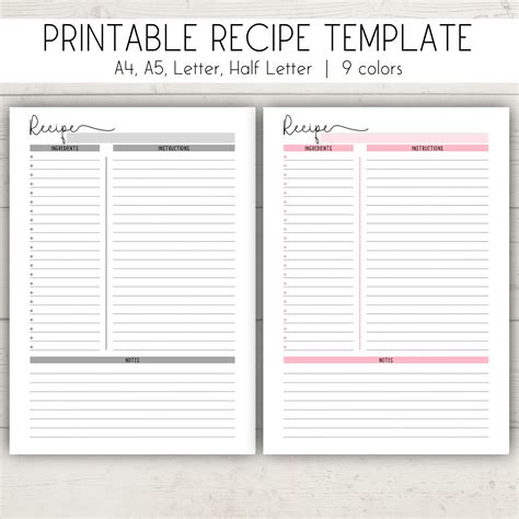 Recipe List Template